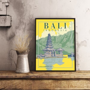 Bali Indonesia Vintage Travel Poster | Etsy