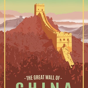 The Great Wall of China - Vintage Travel Poster - Etsy