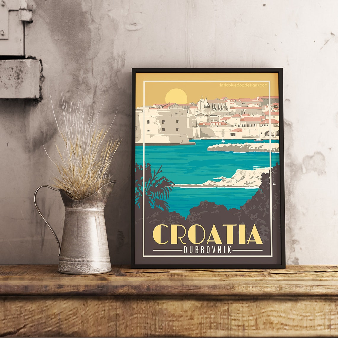 Croatia Dubrovnik Vintage Travel Poster - Etsy