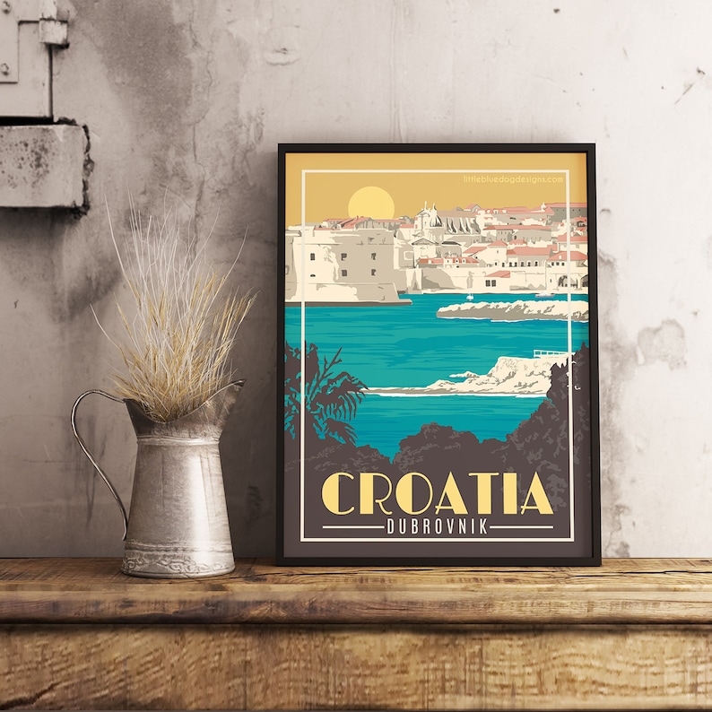Croatia Dubrovnik Vintage Travel Poster - Etsy