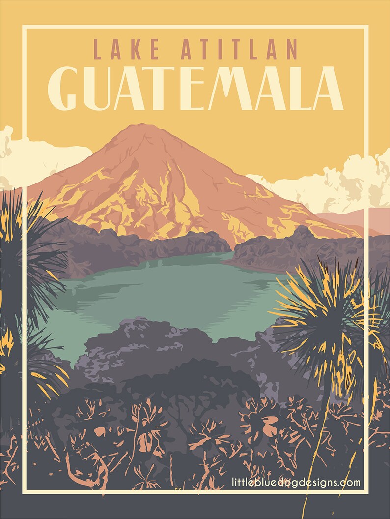 Guatemala Lake Atitlan - Vintage Travel Poster - Etsy