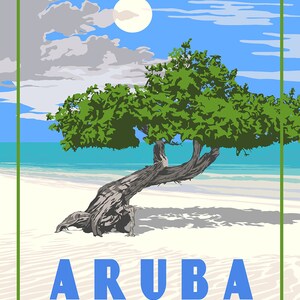 Aruba the Caribbean - Vintage Travel Poster - Etsy