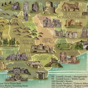 Historic Wales / Cymru Hanesyddol Hand Illustrated Map - Etsy
