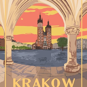 Krakow Poland - Vintage Travel Poster - Etsy