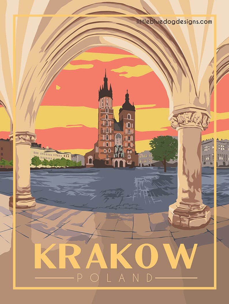 Krakow Poland - Vintage Travel Poster - Etsy
