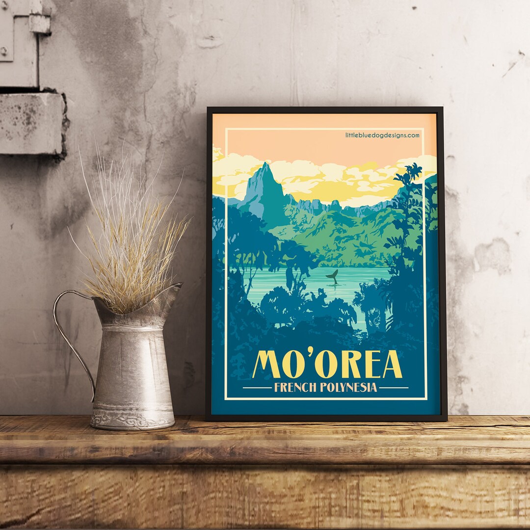 Mo'orea French Polynesia - Vintage Travel Poster - Etsy