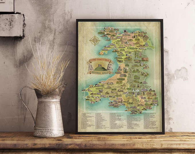 A4 Map of Wales | Illustrated Map, Map O Gymru, Cymru, Cymraeg ...