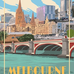 Melbourne Australia - Vintage Travel Poster - Etsy