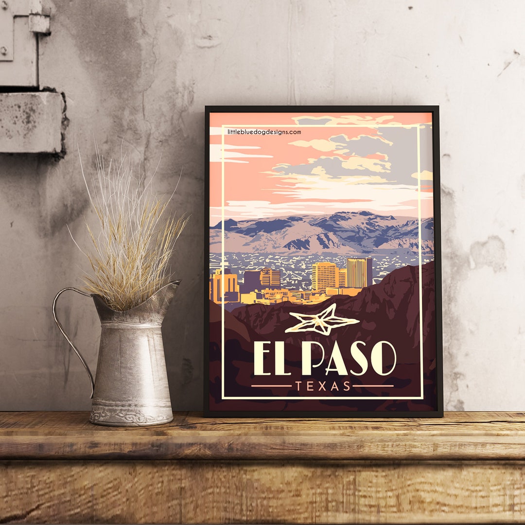 El Paso Texas - Vintage Travel Poster - Etsy
