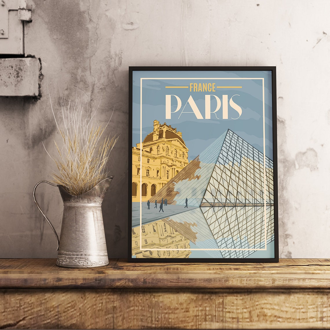 Paris France - Vintage Travel Poster - Etsy