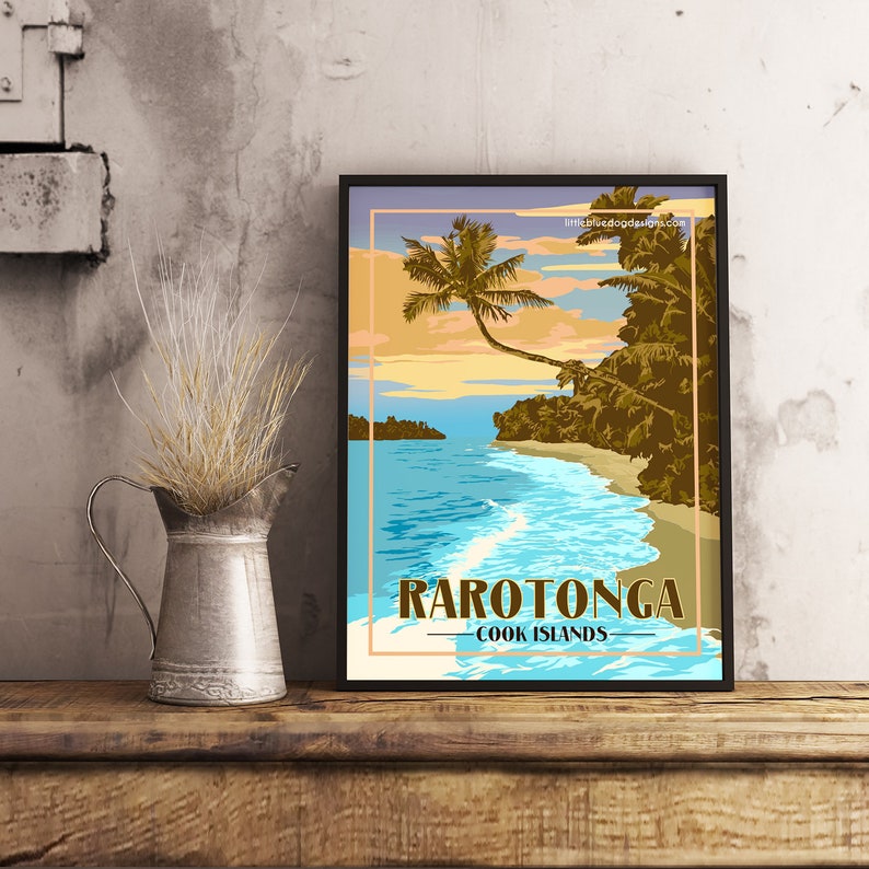 Rarotonga Cook Islands Vintage Travel Poster - Etsy