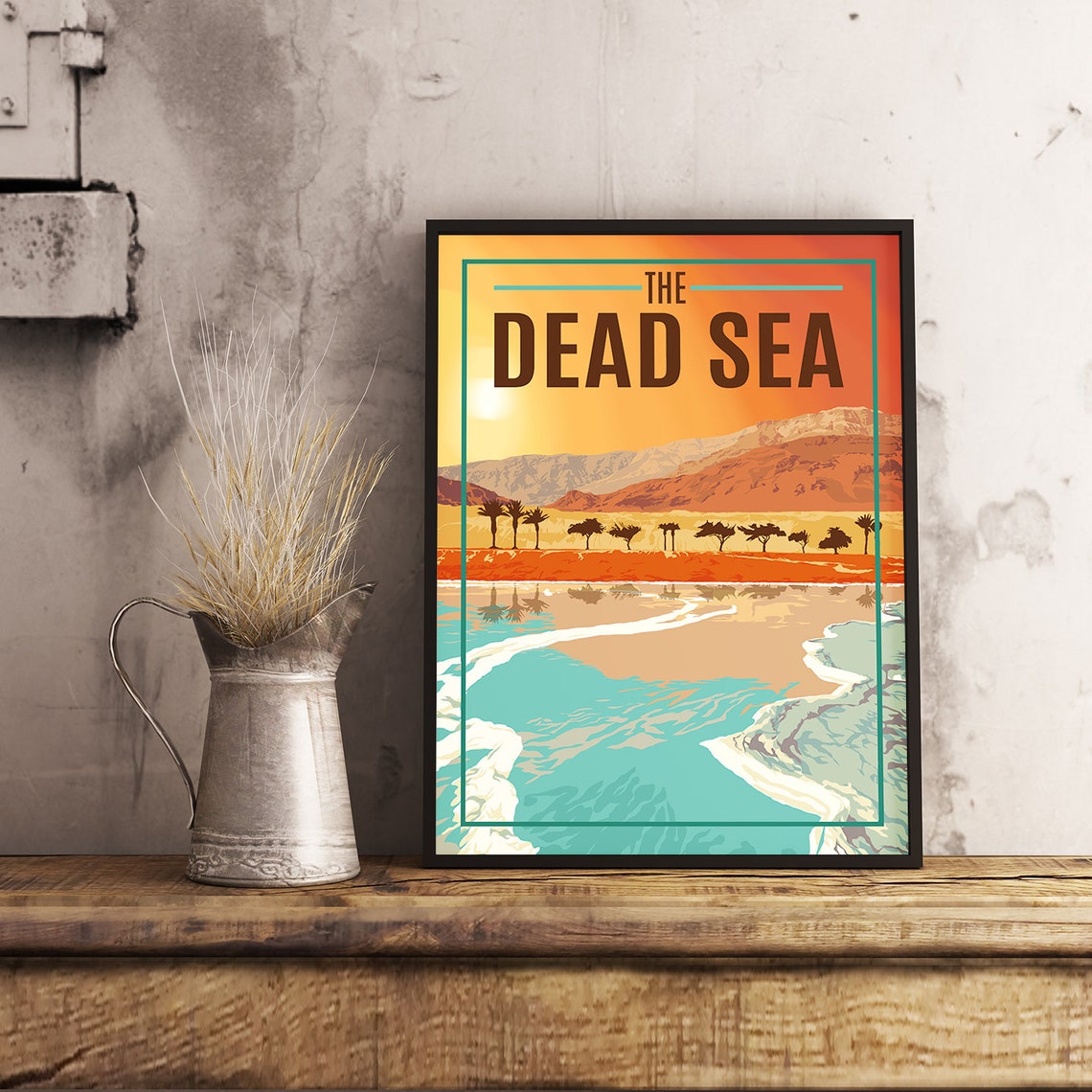 Dead Sea Israel Jordan Vintage Travel Poster | Etsy