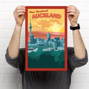 Auckland New Zealand Vintage Travel Poster - Etsy