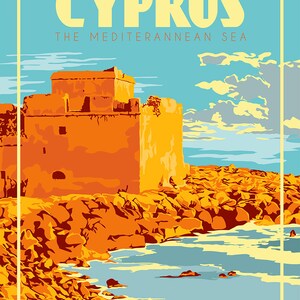 Cyprus Paphos Vintage Travel Poster - Etsy