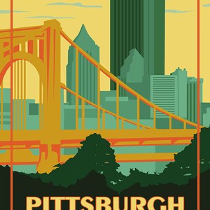 Pittsburgh PA - Vintage Travel Poster - Etsy