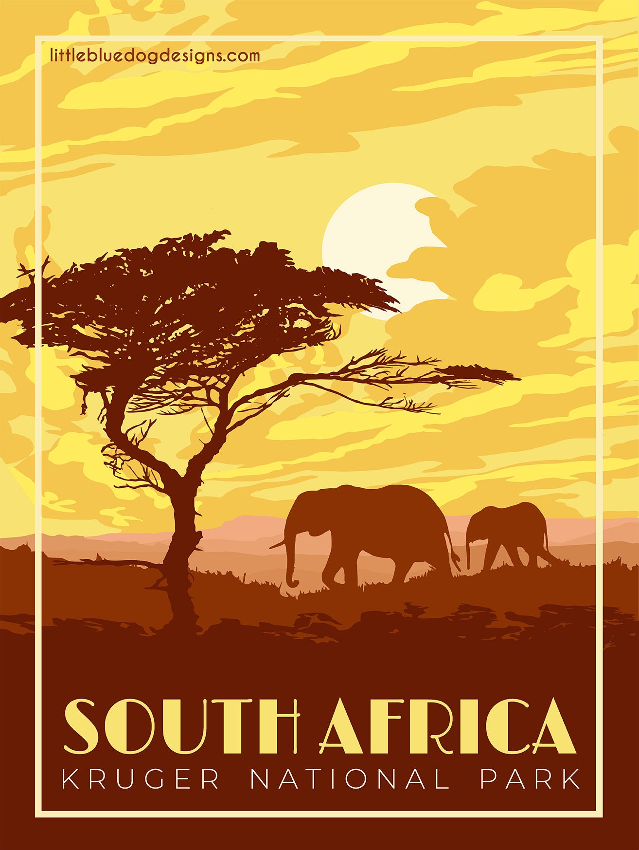 South Africa Kruger National Park Vintage Travel Poster - Etsy
