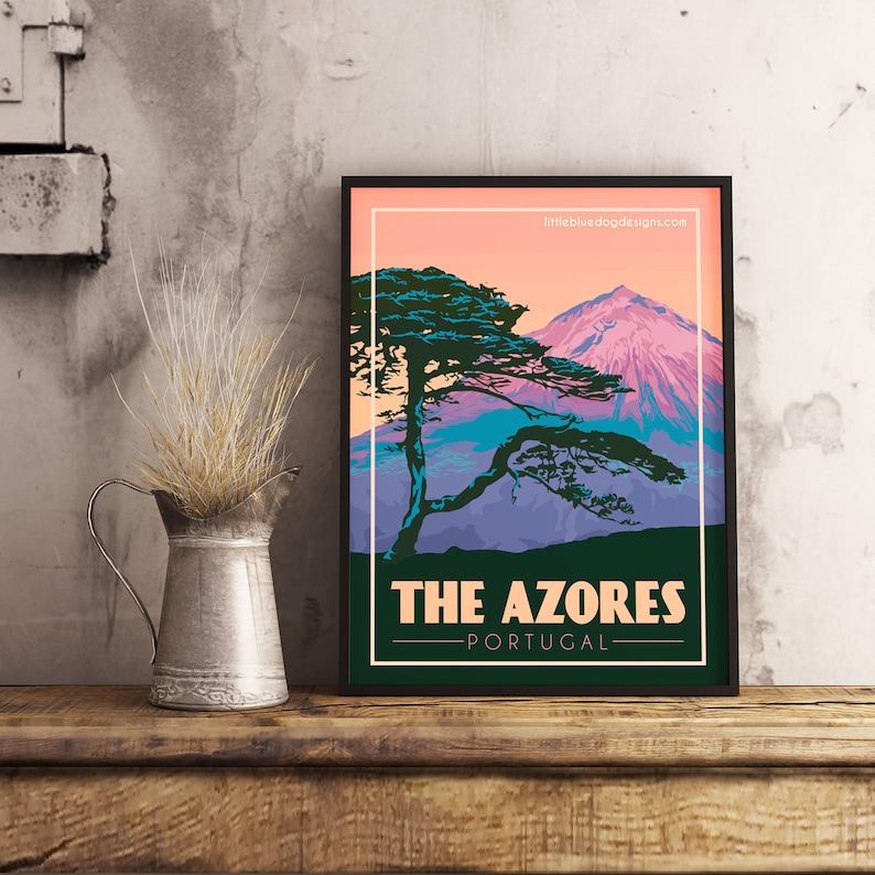 The Azores Portugal Vintage Travel Poster - Etsy
