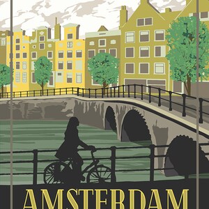 Amsterdam the Netherlands - Vintage Travel Poster - Etsy