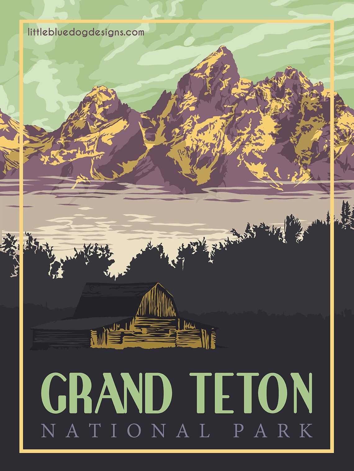 Grand Teton National Park Wyoming Vintage Travel Poster | Etsy