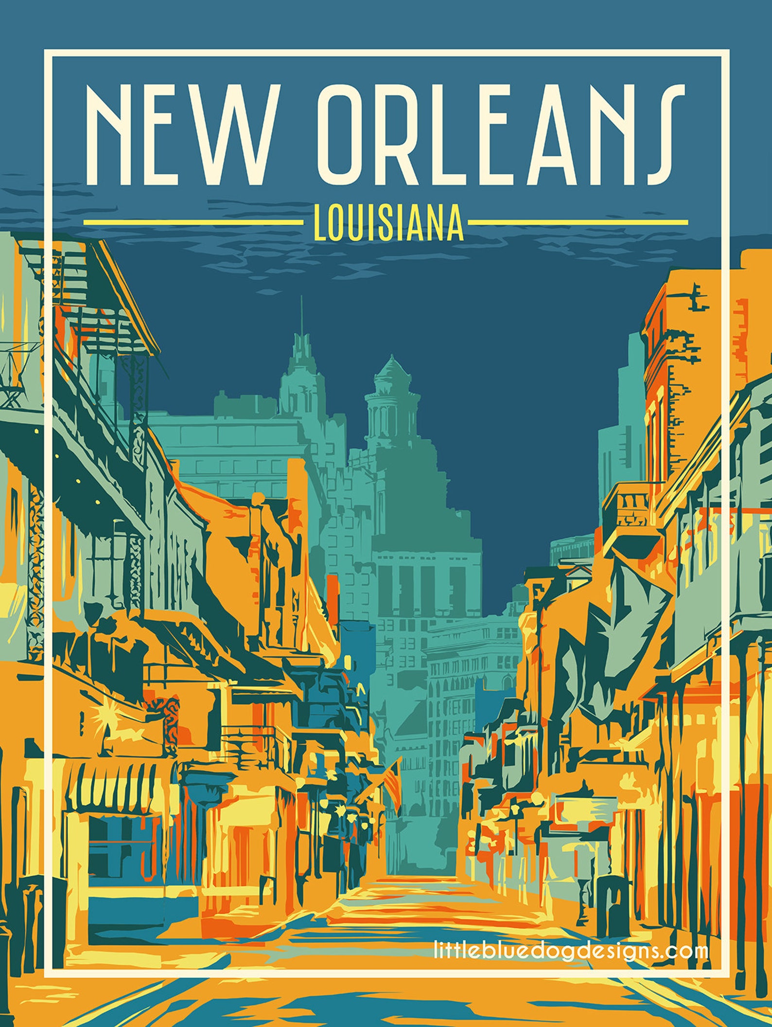 New Orleans Louisiana - Vintage Travel Poster - Etsy