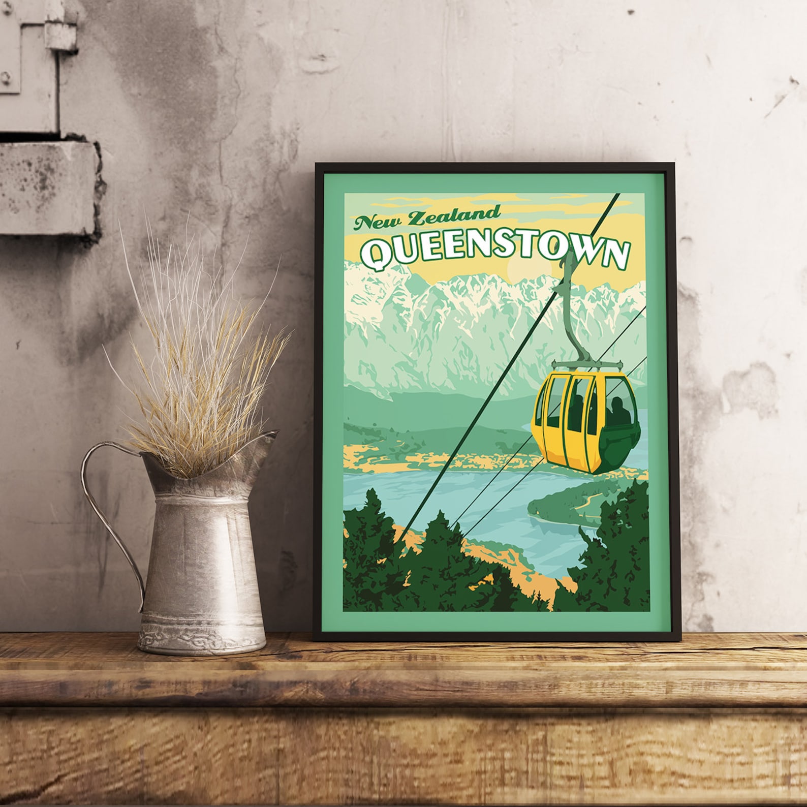 Queenstown New Zealand - Vintage Travel Poster - Etsy