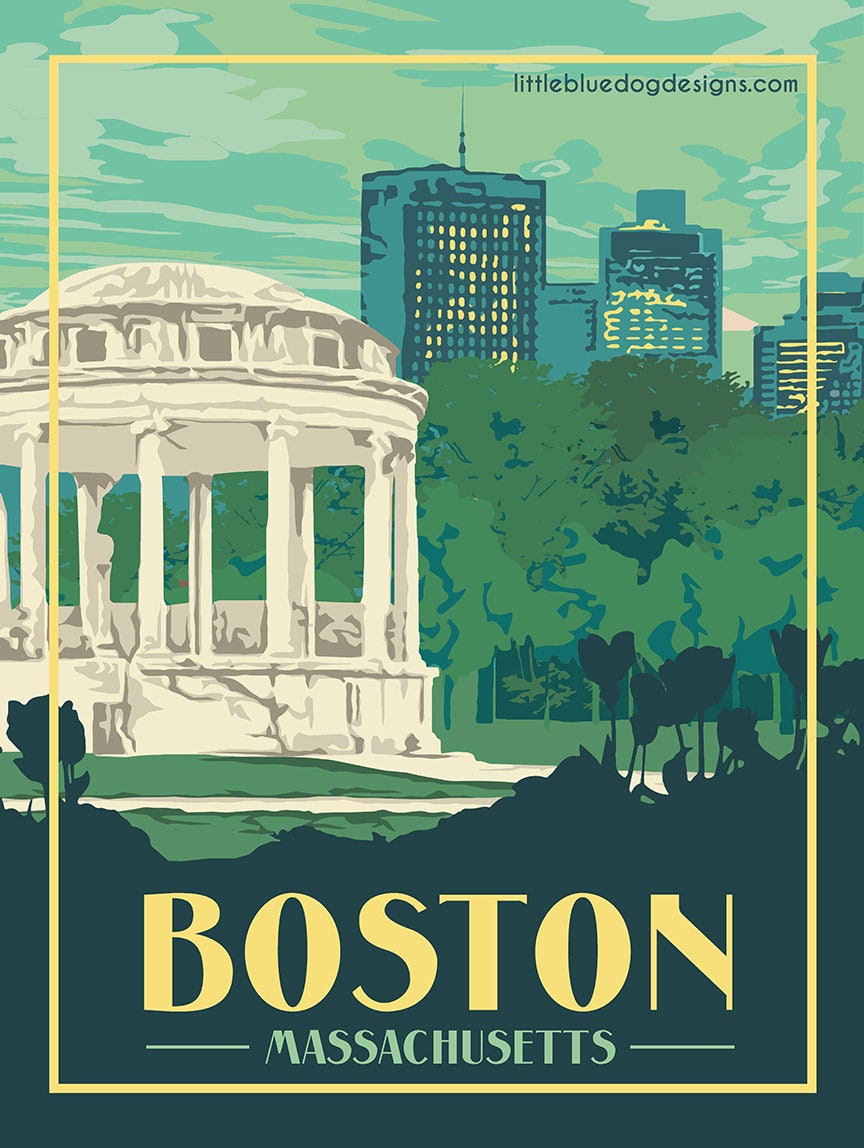 Boston Massachusetts Vintage Travel Poster - Etsy