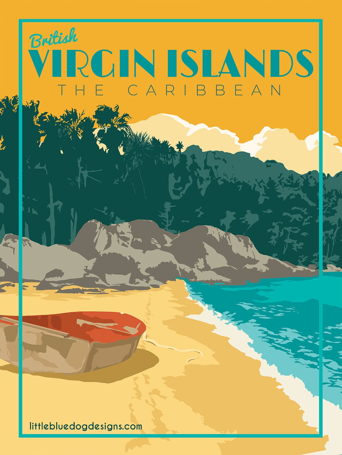 British Virgin Islands Caribbean - Vintage Travel Poster - Etsy