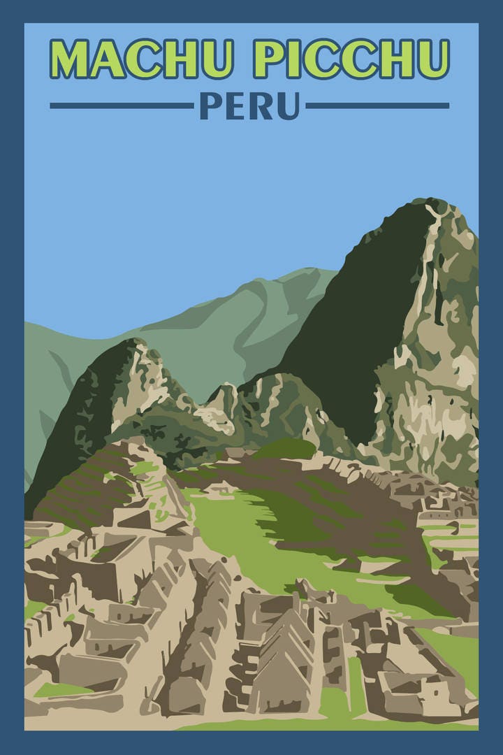 Machu Picchu Peru Vintage Travel Poster - Etsy Canada