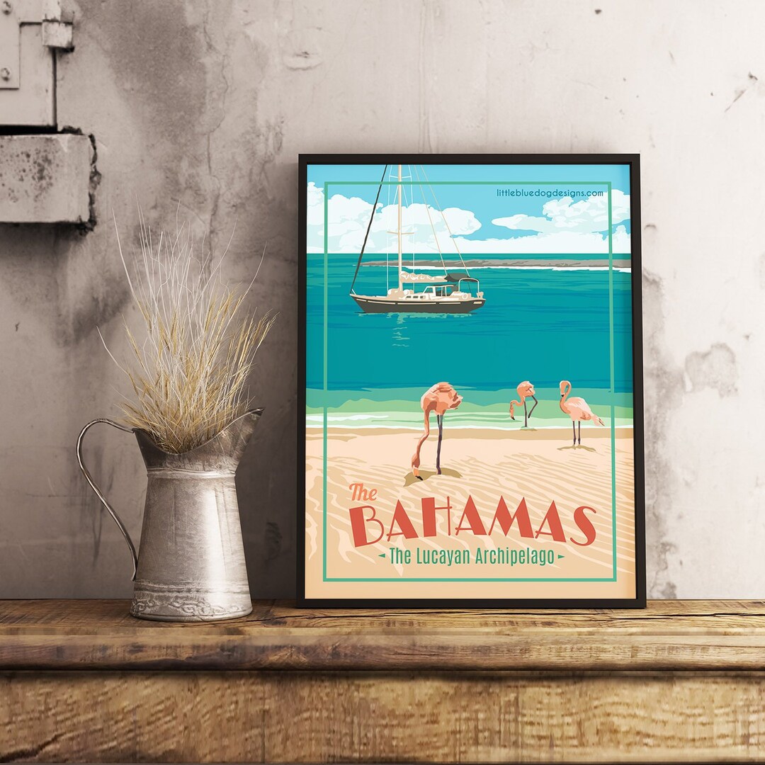 Bahamas Caribbean - Vintage Travel Poster - Etsy