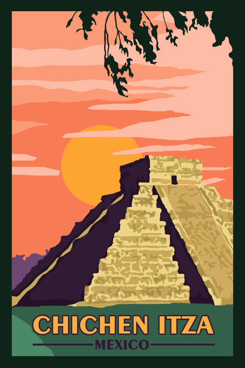 Chichen Itza Mexico Vintage Travel Poster - Etsy Canada