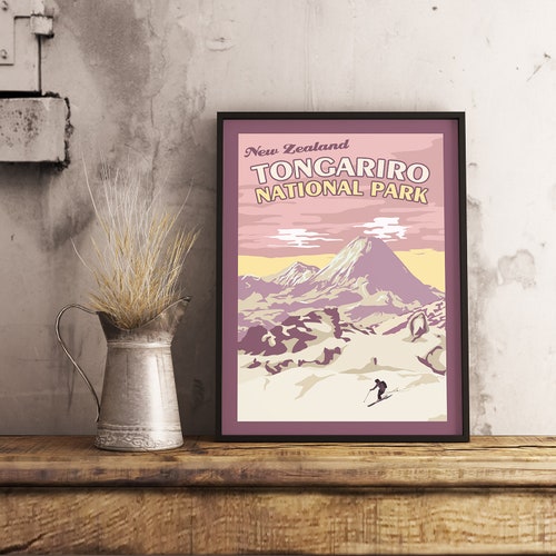Tongariro New Zealand Vintage Travel Poster - Etsy