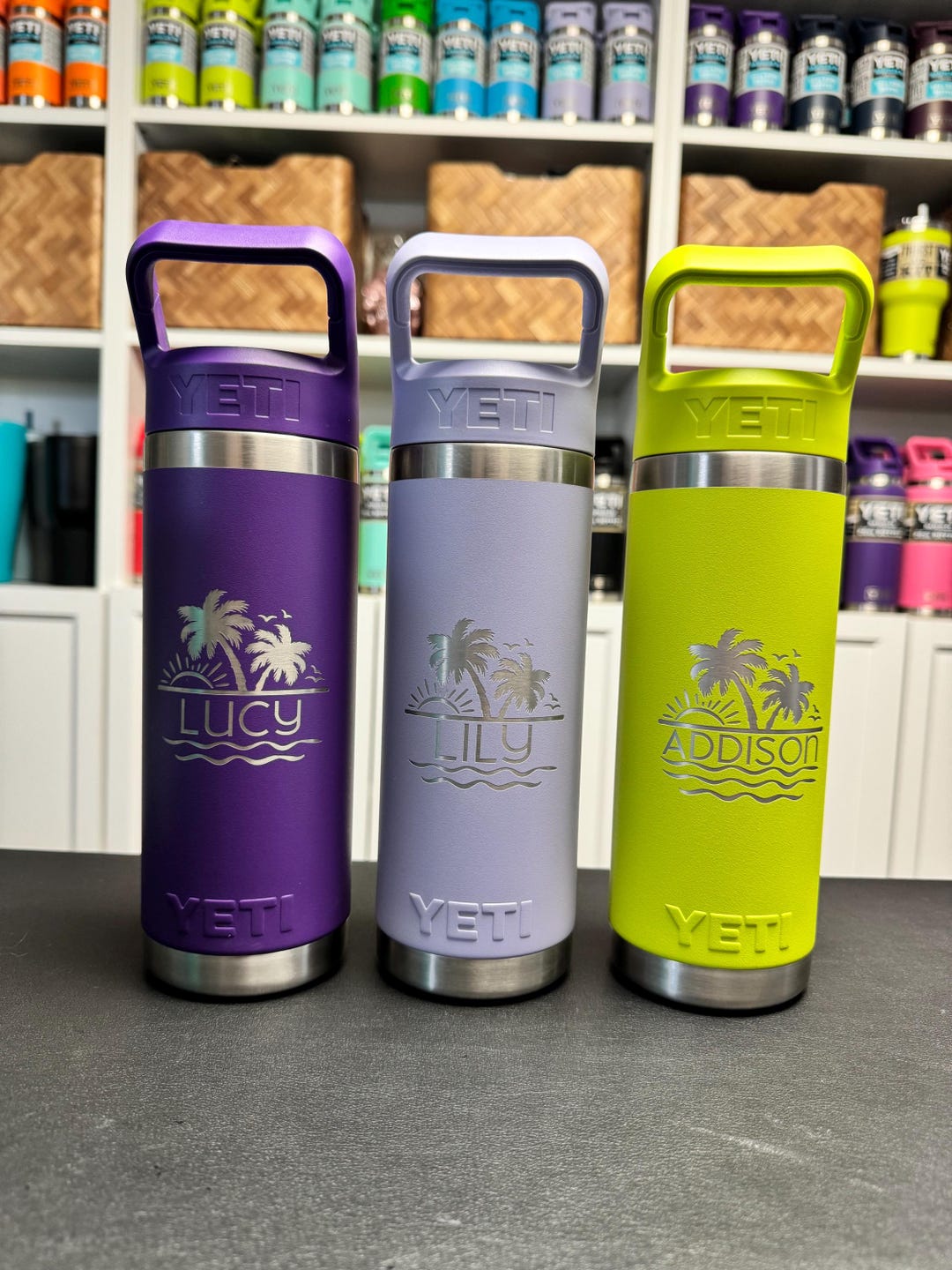 Yeti 18oz Water Bottle With Matching Lid, Custom Personalized Engraved ...