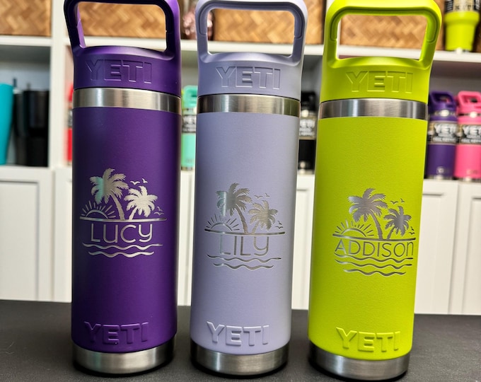 Yeti 18oz Water Bottle With Matching Lid, Custom Personalized Engraved ...