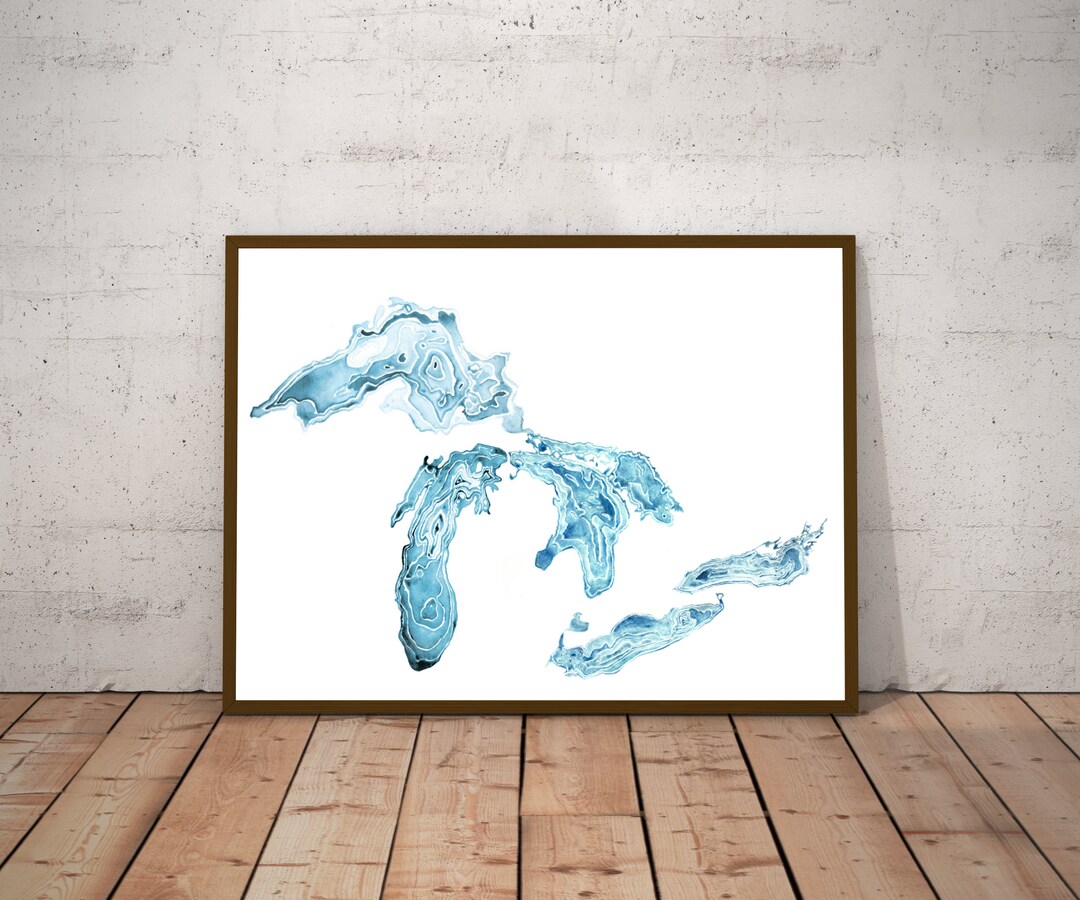 Great Lakes Print | Great Lakes Poster | Maps of Great Lakes | Great ...