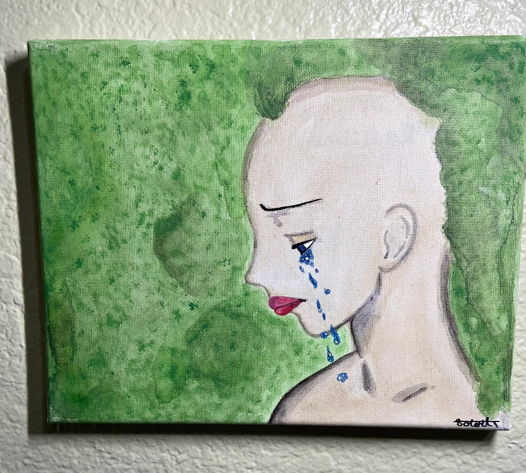 Original Crying Girl Painting on Canvas - Soleil Tapia Art - Etsy