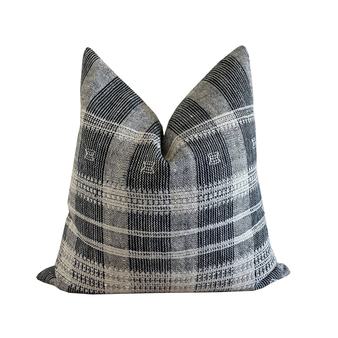 22 Navy Blue and Gray Woven Wool Pillow Cover, Designer Woven Pillows ...