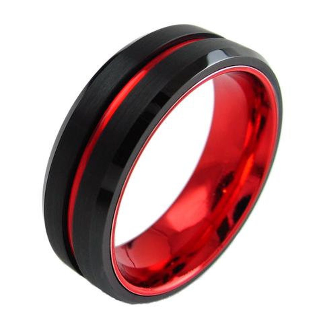 Black Tungsten Ring With Red Line Firefighter Red Line - Lifetime ...