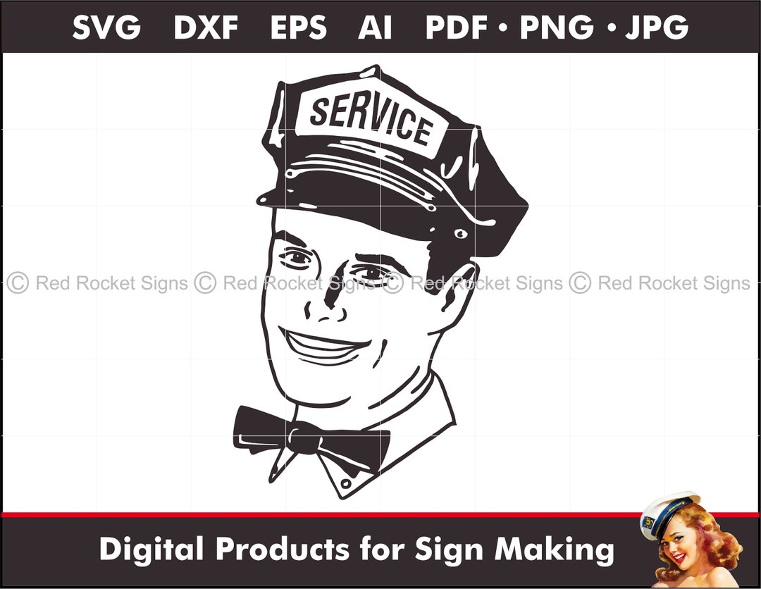 Service Man Clipart, Retro Sign Design, SVG, EPS, PDF (digital Download ...