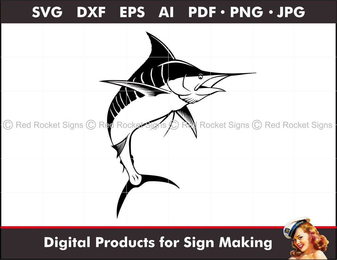 Marlin Eps, Ai, Svg, Pdf, Dxf Digital Download Cut File; Jpg, Png Print ...