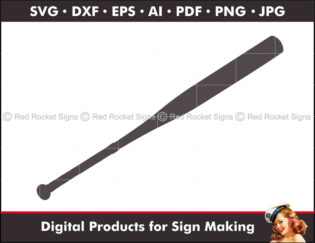 Softball Bat Silhouette SVG, Dxf, Eps, Ai, Pdf Digital Download Cut ...