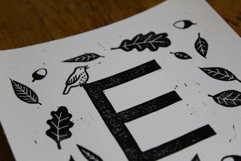 Letter E Handprinted Lino Print Available Framed - Etsy