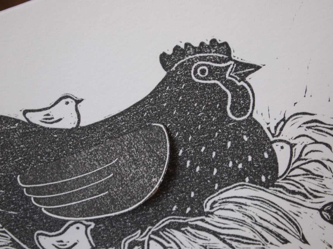 Hen and Chicks Greetings Card - Etsy