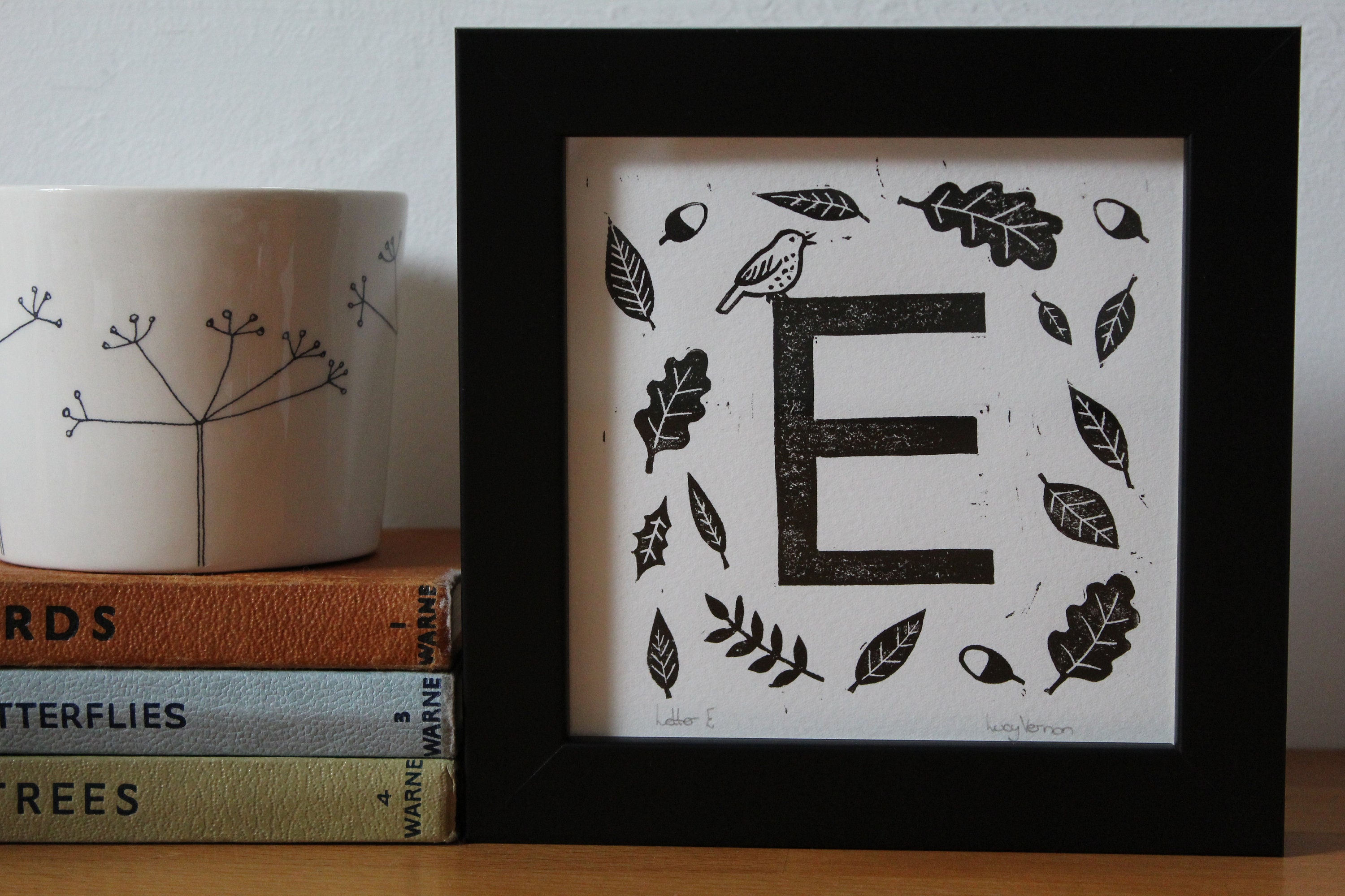 Letter E Handprinted Lino Print Available Framed - Etsy