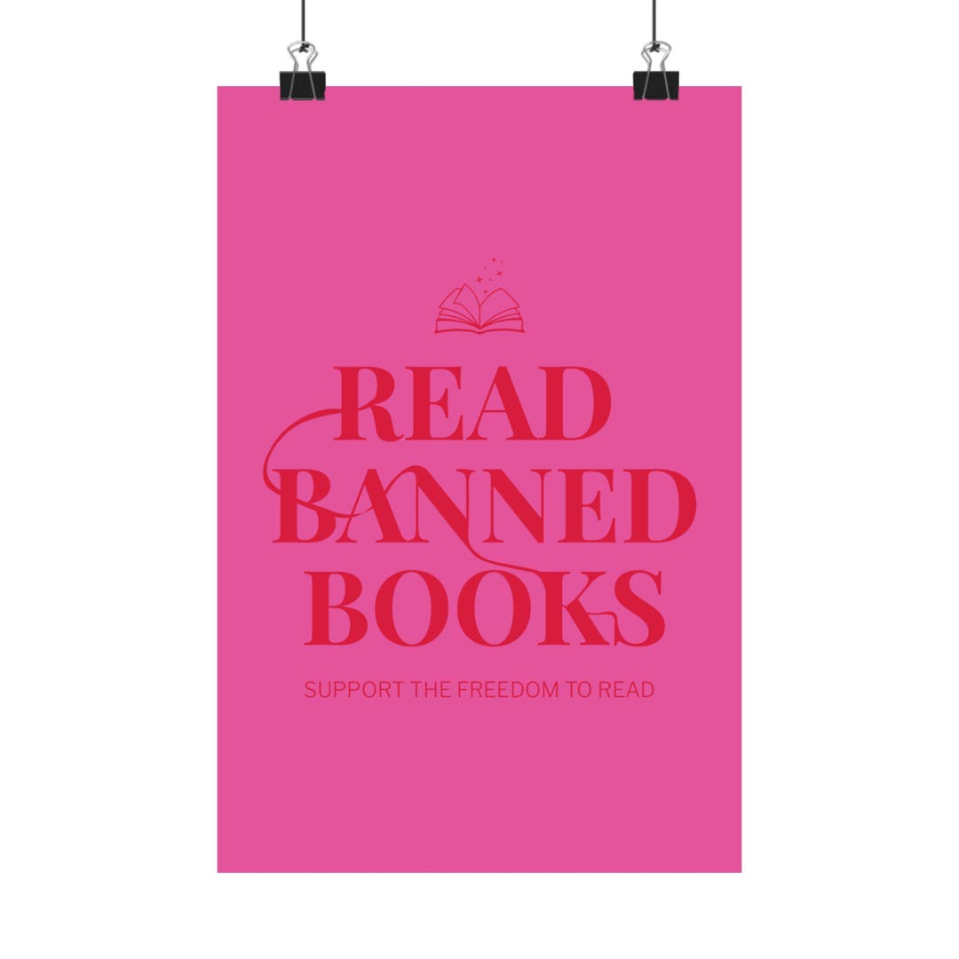 Typography Matte Vertical Posters, Read Banned Books Wall Art Print ...