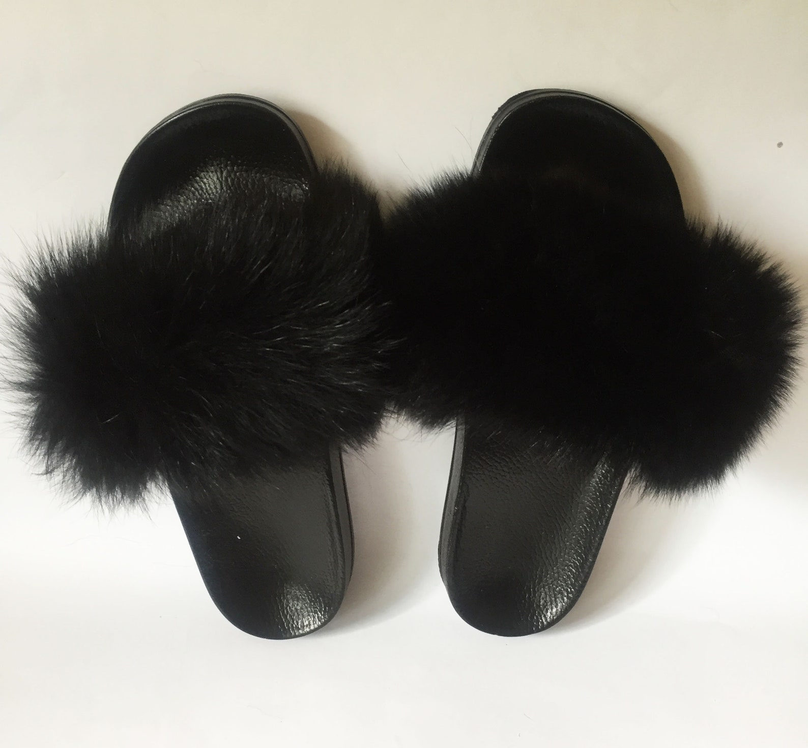 Genuine Fur Slippers Real Arctic Fox Fur Slippers Soft Fur Sandals ...