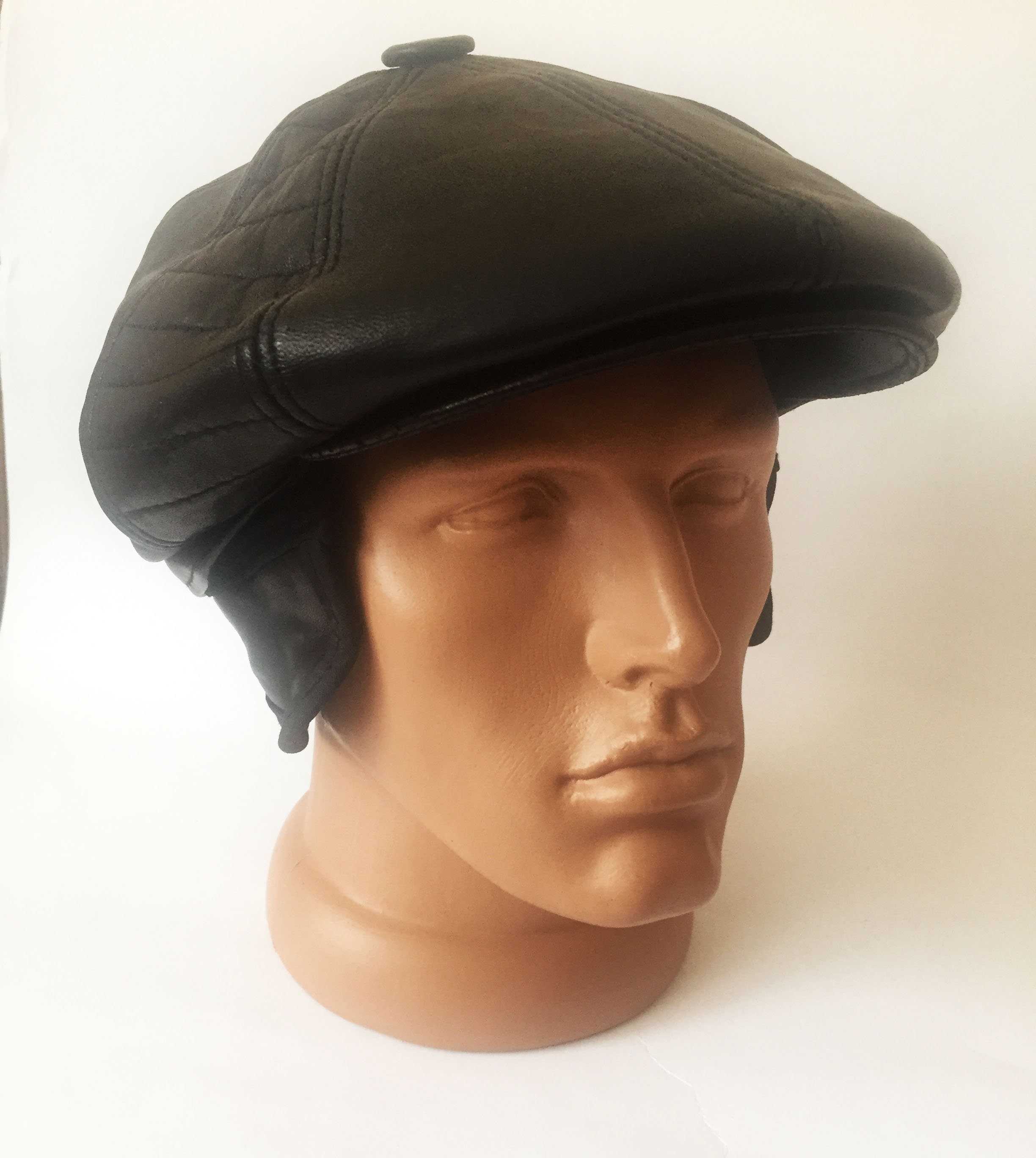 Gorgeous 100% Leather Real Black Leather Cap Ear Close Hat Sizes M L - Etsy