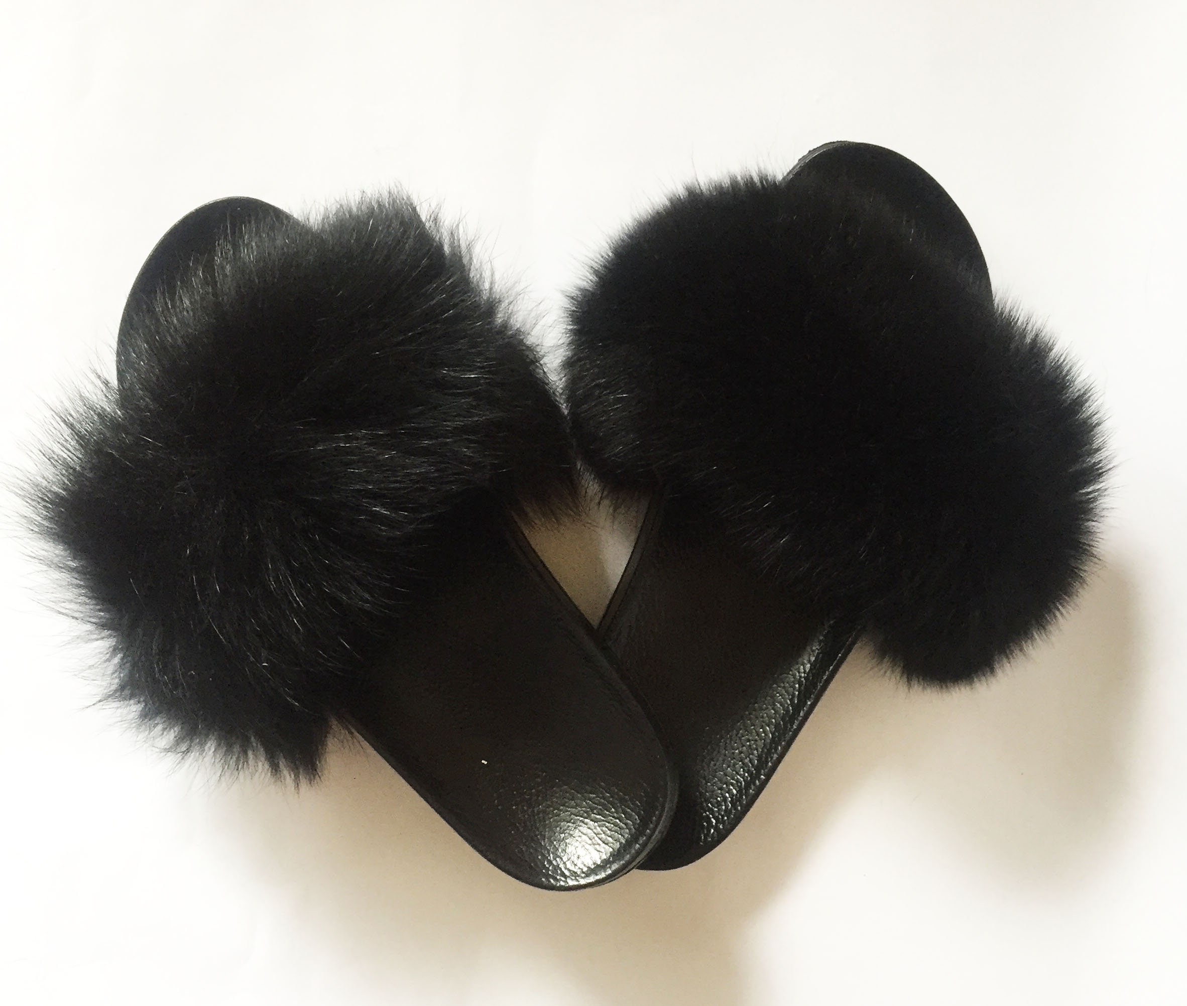Genuine Fur Slippers Real Arctic Fox Fur Slippers Soft Fur Sandals ...