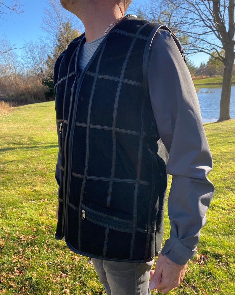 Shearling Sheepskin Vest Black Leather Vest Turkish Made Mens - Etsy