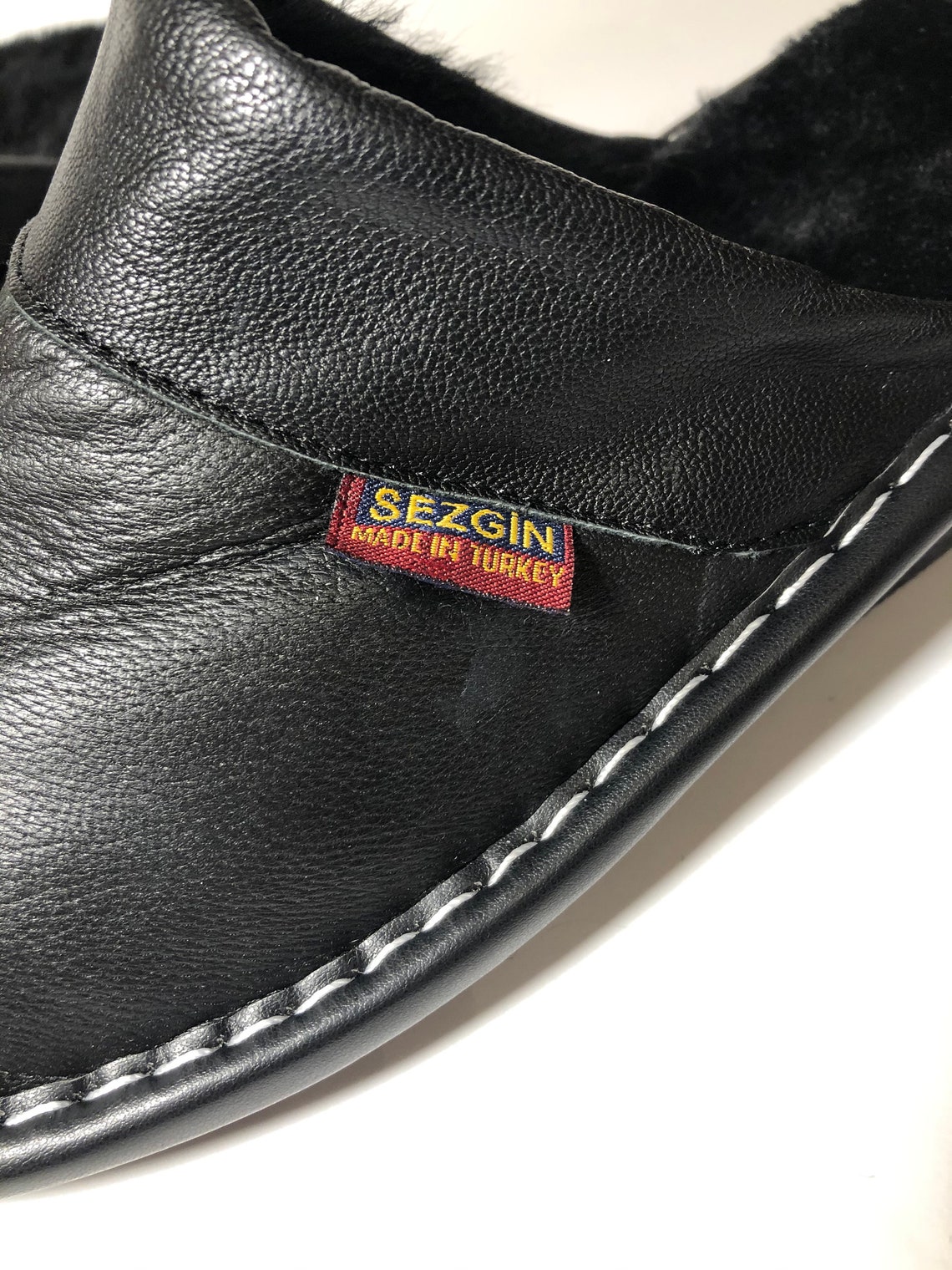 Natural Sheep's Sheepskin Wool Slippers Black Slippers - Etsy