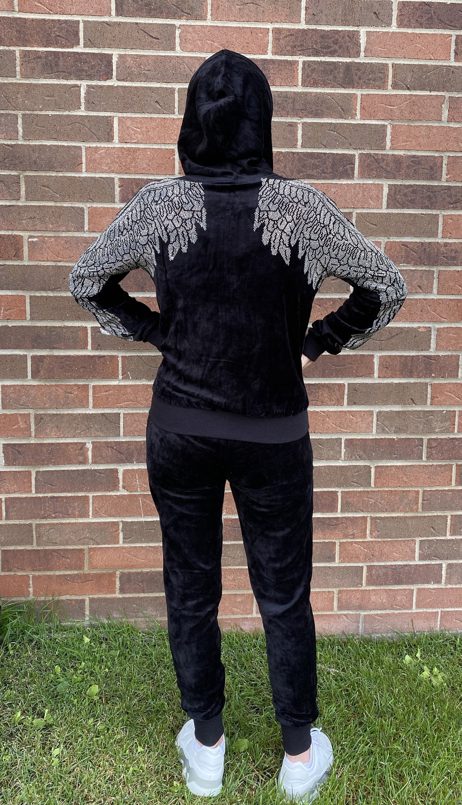 Luxurious Fashion Velour Black Tracksuit Velvet Set With - Etsy